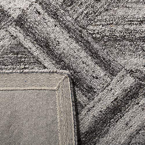 SAFAVIEH Abstract Collection Area Rug - 6' x 9', Grey & Black, Handmade Wool & Viscose, Ideal for High Traffic Areas in Living Room, Bedroom (ABT607F)