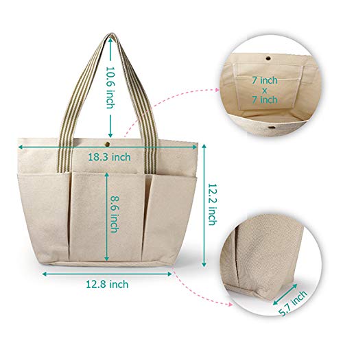 CT CRAFT LLC Stylish Canvas Tote Bag +[Free 12x10” HTV Heat Transfer Vinyl sheet] : Inner Water-Repellent, Three Outer Pockets, One Inner Pocket。Large Capacity