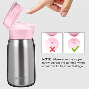 Secura Vacuum Insulated Stainless Steel Straw Water Bottle with Handle, 350ml 12oz, Pink