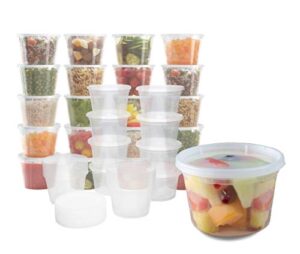 healthy packers plastic food storage containers with lids (16 oz, 40 pack) - bpa free deli cups/great for leftovers, supplies, meal prep and portion control - leakproof takeout containers