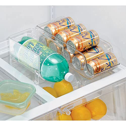 mDesign Large Stackable Kitchen Bin Storage Organizer Rack for Pop/Soda Bottles for Refrigerator, Pantry, Countertops and Cabinets - Holds 2-Liter Bottles - 4 Pack - Clear