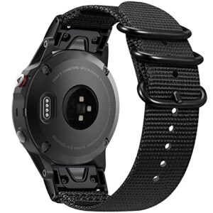 fintie 22mm band compatible with garmin fenix 7/fenix 6/fenix 5, quickfit soft woven nylon sport strap compatible with garmin fenix 6 pro/fenix 5 plus/forerunner 935 945/instinct 1 2/epix gen 2 smartwatch (black)