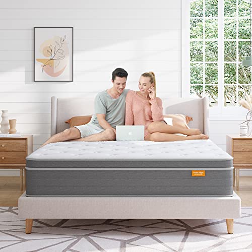 Sweetnight Hybrid Mattress, 10 Inch Full-Size Mattress In a Box - Sleep Cooler with Euro Pillow Top Gel Memory Foam, Individually Wrapped Pocket Springs Hybrid Mattresses for Motion Isolation