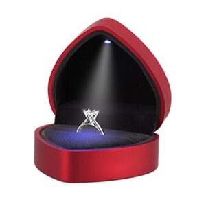 naimo engagement ring box earrings coin jewelry ring box case with led lighted up for proposal engagement wedding gift (red)