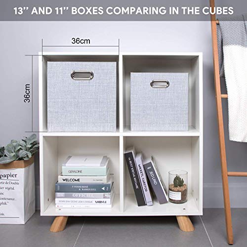 Posprica 3X Thicker Fabric Storage Cubes 13 inch Collapsible Storage Bins for Organization, Cubby Storage Baskets for Organizing Shelf Cabinet Bookcase Boxes, Set of 4, Sliver Grey