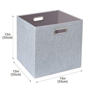 Posprica 3X Thicker Fabric Storage Cubes 13 inch Collapsible Storage Bins for Organization, Cubby Storage Baskets for Organizing Shelf Cabinet Bookcase Boxes, Set of 4, Sliver Grey