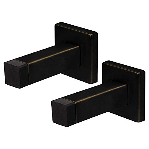 Nuk3y Modern Square Wall Door Stop or Coat Hook, 2 Pack (Oiled Rubbed Bronze)