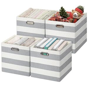 posprica 3x thicker storage bins storage cubes, 13×13 fabric storage boxes foldable baskets containers drawers for nurseries,offices,closets,home décor