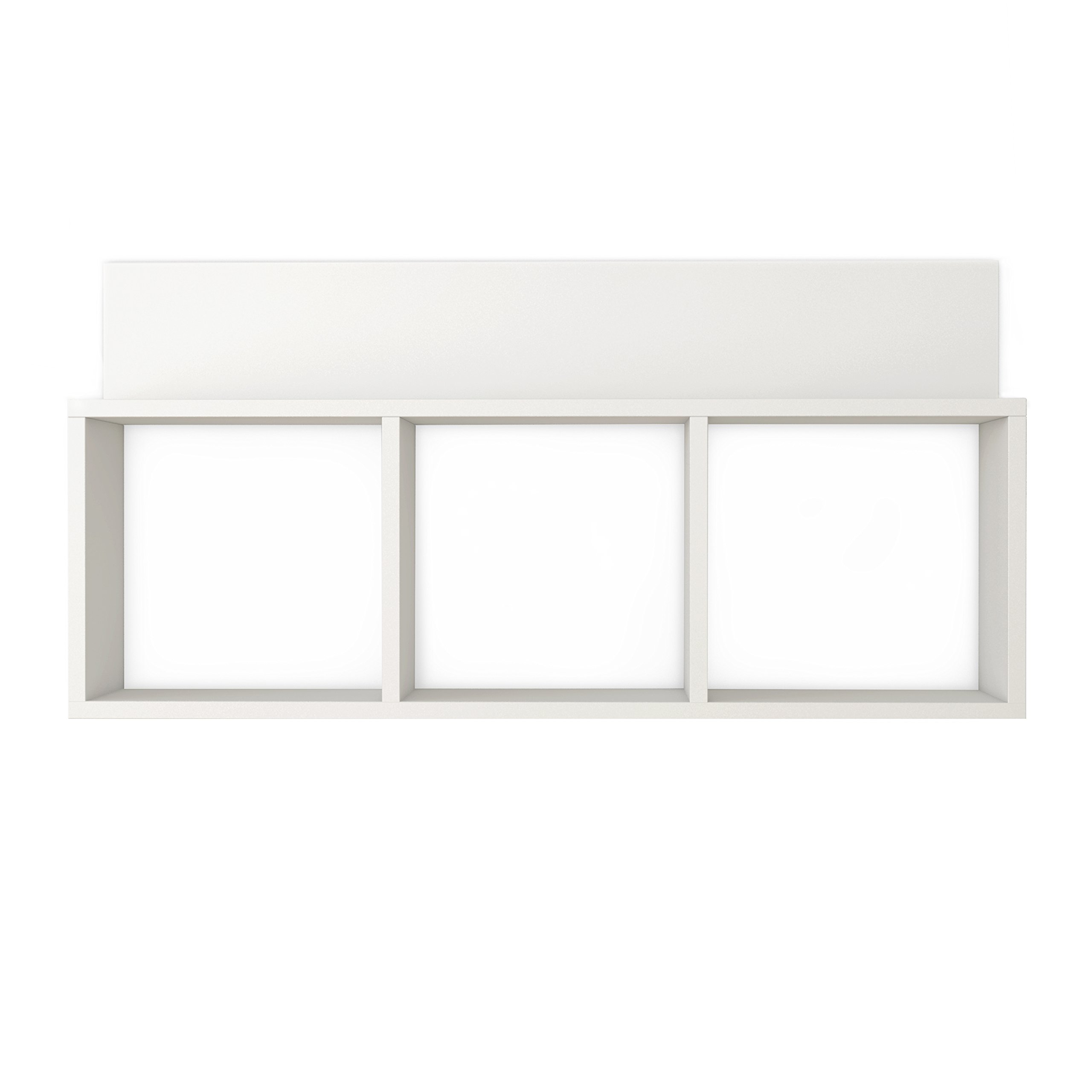 Danya B. Modern 3 Cube Floating Wall Shelf with Display Ledge - Easy to Hang Wall Mounted Triple Cubby Shelf (White)