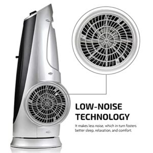 Ovente Portable Electric 30.4 Inch 90° Oscillating Tower Fan with 3 Speeds controlled by Manual Analog Knob with Low-Noise Technology Cool Air Breeze, Indoor, Bedroom, Home, Office, Silver TF87S