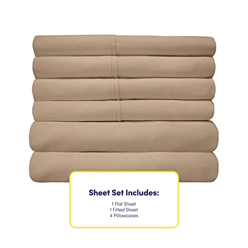 Sweet Home Collection 6 Piece 1500 Supreme Collection Brushed Microfiber Deep Pocket Sheet Set-2 Extra Pillow Cases, Great Value, Rv Short Queen, Taupe