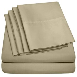 sweet home collection 6 piece 1500 supreme collection brushed microfiber deep pocket sheet set-2 extra pillow cases, great value, rv short queen, sage