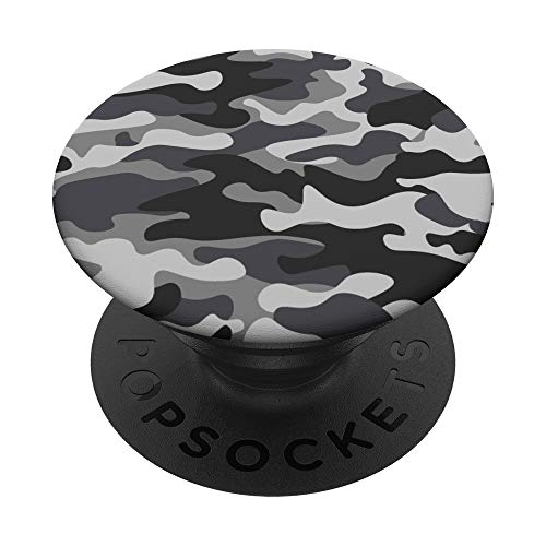 Camo Pattern Black White Gray Camouflage PopSockets PopGrip: Swappable Grip for Phones & Tablets