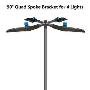 1000LED Quad 90 Degree Horizontal Tenon Adapter, Quad Spoke Bracket for 2.5 Inch Round Pole, Lighting Mounted Accessories for LED Shoebox Parking Lot Light, Street Light