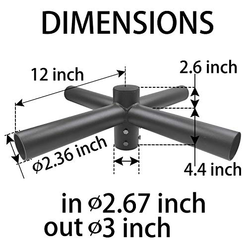 1000LED Quad 90 Degree Horizontal Tenon Adapter, Quad Spoke Bracket for 2.5 Inch Round Pole, Lighting Mounted Accessories for LED Shoebox Parking Lot Light, Street Light