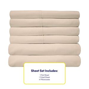 Sweet Home Collection 6 Piece 1500 Supreme Collection Brushed Microfiber Deep Pocket Sheet Set-2 Extra Pillow Cases, Great Value, Rv Short Queen, Beige