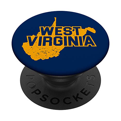 West Virginia Yellow and Blue Vintage State Map PopSockets PopGrip: Swappable Grip for Phones & Tablets