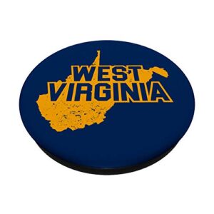 West Virginia Yellow and Blue Vintage State Map PopSockets PopGrip: Swappable Grip for Phones & Tablets