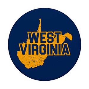 West Virginia Yellow and Blue Vintage State Map PopSockets PopGrip: Swappable Grip for Phones & Tablets