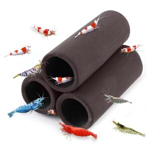 sungrow betta & shrimp ceramic shelters, 2.8 x 1.8 x 0.6 inches, small reptile & lizard hiding cave connected tubes, aquarium decor