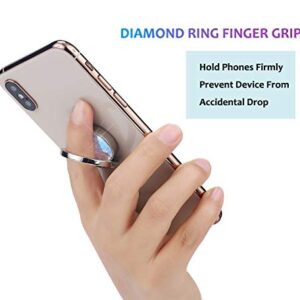 lenoup Glitter Bling Bling Phone Ring Holder,Sparkle Phone Ring Grip Artificial Diamond Stand,Rhinestone Cell Finger Ring for Phones,Pad(Silver)