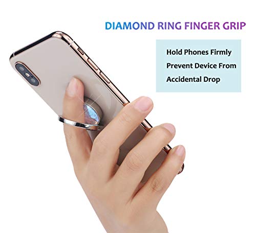 lenoup Glitter Bling Bling Phone Ring Holder,Sparkle Phone Ring Grip Artificial Diamond Stand,Rhinestone Cell Finger Ring for Phones,Pad(Silver)