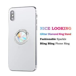 lenoup Glitter Bling Bling Phone Ring Holder,Sparkle Phone Ring Grip Artificial Diamond Stand,Rhinestone Cell Finger Ring for Phones,Pad(Silver)