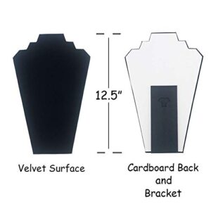 7TH VELVET 6pcs/ Pack 12.5inches Black Velvet Necklace Easel Jewelry Organizer Displays Stand with Reinforced Bracket