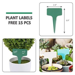 GROWNEER 15 Pack of 6, 8, 10 Inches Clear Plant Saucers Flower Pot Trays, with 15 Pcs Plant Labels, Plastic Plant Saucer Drip Trays for Indoor Outdoor Plants Garden