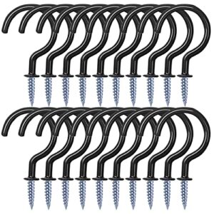 waterluu 20 pack 2.9 inch heavy duty ceiling hooks plant hooks vinyl coated screw-in wall hooks, kitchen hooks, cup hooks great for indoor & outdoor use（20 black