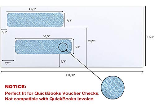 ValBox 500 Count #8 Double Window Envelopes 3 5/8" x 8 11/16" Self Seal Double Window Security Check Envelopes- Security Tint Pattern Designed for Home Office Secure Mailing