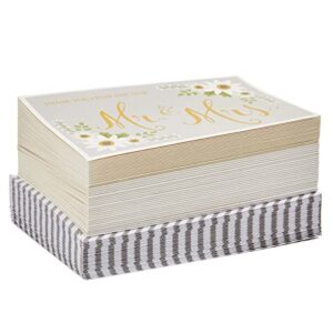 Sustainable Greetings 48 Pack New Mr and Mrs Wedding Thank You Cards with Striped Decorative Envelopes (4x6 In)