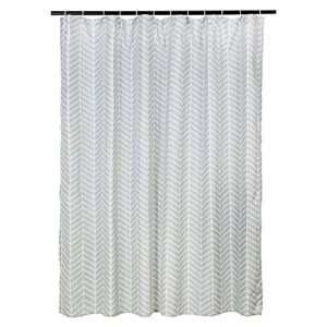 amazon basics microfiber grey herringbone printed pattern bathroom shower curtain - grey herringbone, 72 inch