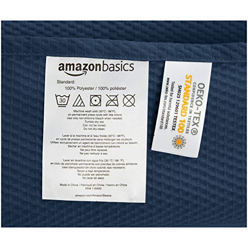 Amazon Basics Waffle Weave Shower Curtain, 72" x 72", Navy Blue