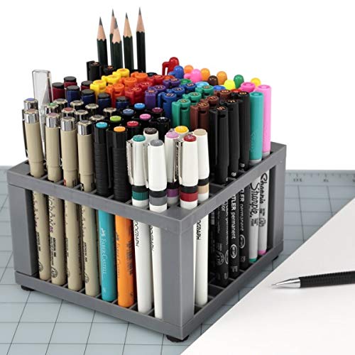 Creative Mark Brush Crate Multi Bin Paint Brush Organizer - Artist Paint & Makeup Brush Holder, Pens, Pencils, Small Tools Organizer - 96 Openings