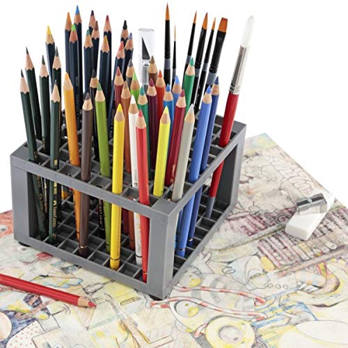 Creative Mark Brush Crate Multi Bin Paint Brush Organizer - Artist Paint & Makeup Brush Holder, Pens, Pencils, Small Tools Organizer - 96 Openings