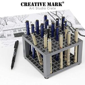 Creative Mark Brush Crate Multi Bin Paint Brush Organizer - Artist Paint & Makeup Brush Holder, Pens, Pencils, Small Tools Organizer - 96 Openings