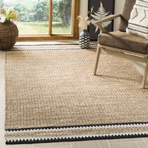 safavieh natural fiber collection area rug - 5' x 8', natural & black, handmade farmhouse boho coastal rustic jute, ideal for high traffic areas in living room, bedroom (nf874b)