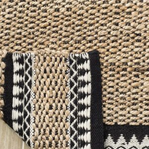 SAFAVIEH Natural Fiber Collection Area Rug - 5' x 8', Natural & Black, Handmade Farmhouse Boho Coastal Rustic Jute, Ideal for High Traffic Areas in Living Room, Bedroom (NF874B)