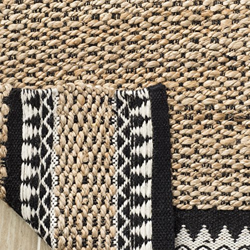 SAFAVIEH Natural Fiber Collection Area Rug - 5' x 8', Natural & Black, Handmade Farmhouse Boho Coastal Rustic Jute, Ideal for High Traffic Areas in Living Room, Bedroom (NF874B)