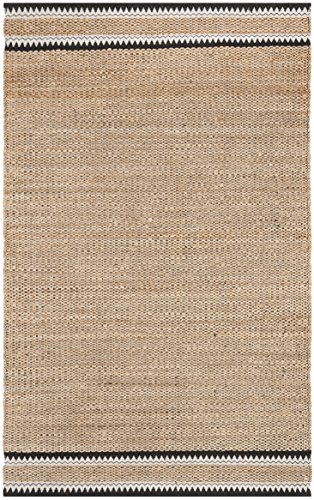 SAFAVIEH Natural Fiber Collection Area Rug - 5' x 8', Natural & Black, Handmade Farmhouse Boho Coastal Rustic Jute, Ideal for High Traffic Areas in Living Room, Bedroom (NF874B)