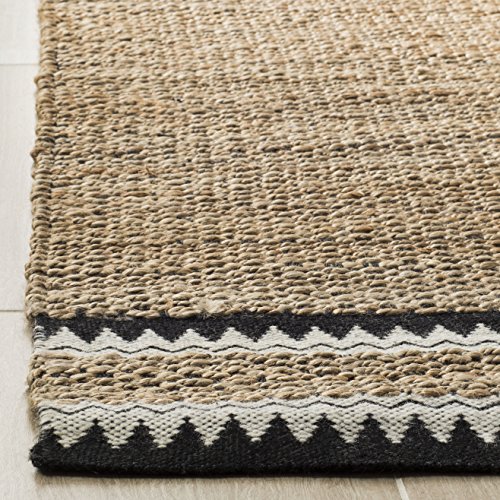 SAFAVIEH Natural Fiber Collection Area Rug - 5' x 8', Natural & Black, Handmade Farmhouse Boho Coastal Rustic Jute, Ideal for High Traffic Areas in Living Room, Bedroom (NF874B)