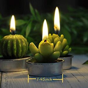 LA BELLEFÉE Tea lights Candles Gift Set, Cactus Terrarium Candle Delicate Succulent Handmade Cute Small Candles for Home Plant Gifts, Party Wedding Mothers Day Valentines Day Gifts Decoration(6 Packs)