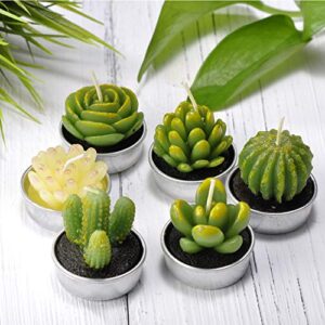 LA BELLEFÉE Tea lights Candles Gift Set, Cactus Terrarium Candle Delicate Succulent Handmade Cute Small Candles for Home Plant Gifts, Party Wedding Mothers Day Valentines Day Gifts Decoration(6 Packs)