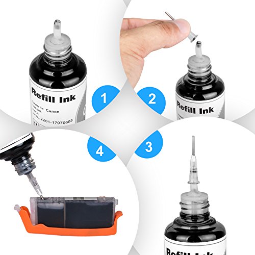 Printer Refill Ink Dye Bottles Kit for Refillable Cartridges and CISS, for PIXMA MG7720, MG7520, TS9020, IP8720, MP980, MP990, MG8120, MG8120B