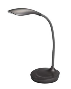 bostitch office kt-vled1502-gray gooseneck led desk lamp with usb charging port, dimmable, gray