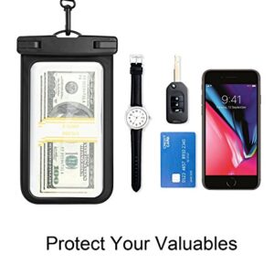 Cloudio Universal Waterproof Case, IPX8 Cell Phone Dry Bag Pouch up to 6.2" for iPhone X/8/8+/7/7+/6/6s/6s Plus, Samsung Galaxy S9/S9+/S8/S8+/ Note 8, LG Moto ZTE HTC Alcatel Google Sony BLU - Black