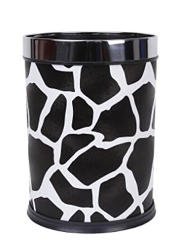 MYtodo Creative 12L Straight Barrel Wastebasket lidless Hotel Bathroom Plastic Trash can (Cow Pattern)