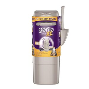 litter genie xl pail (beige) | cat litter box waste disposal system for odor control | includes 1 square refill bag