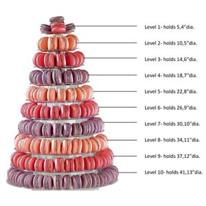 SHINA 1pcs 10 Tier 4" - 13" Dia Macaron Cake Tower Display Stand for French Macarons